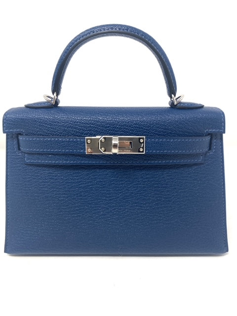 Hermes Mini Kelly in deep blue colour – Maison Vivienne